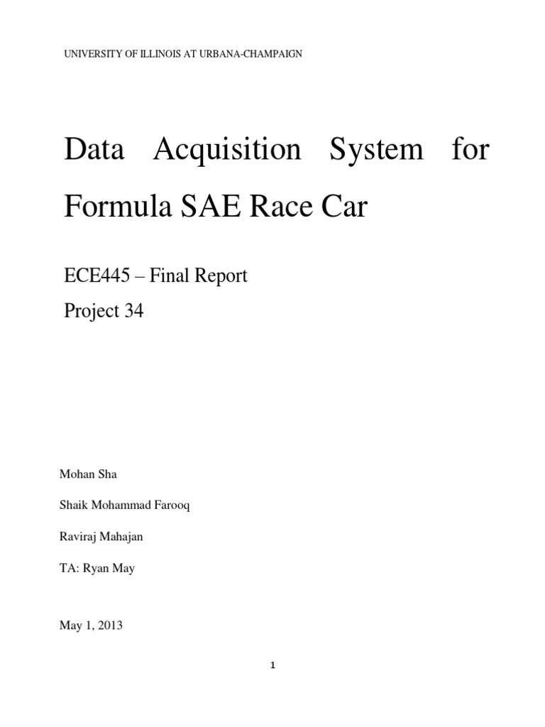 Data Acquisition System For A Formula SAE Race Car | PDF | Sensor ...
