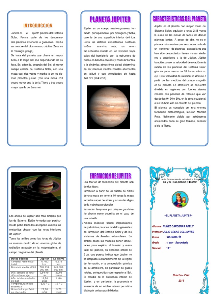 TRIPTICO PLANETA JUPITER.docx | Júpiter | Planetas del sistema solar