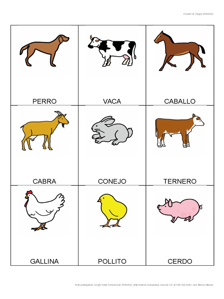 Bingo de Animales Domesticos 2 Cartones 3x3 | PDF | Hogar, jardinería y ...