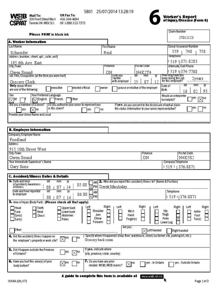 form6 | Occupational Safety And Health | Employment