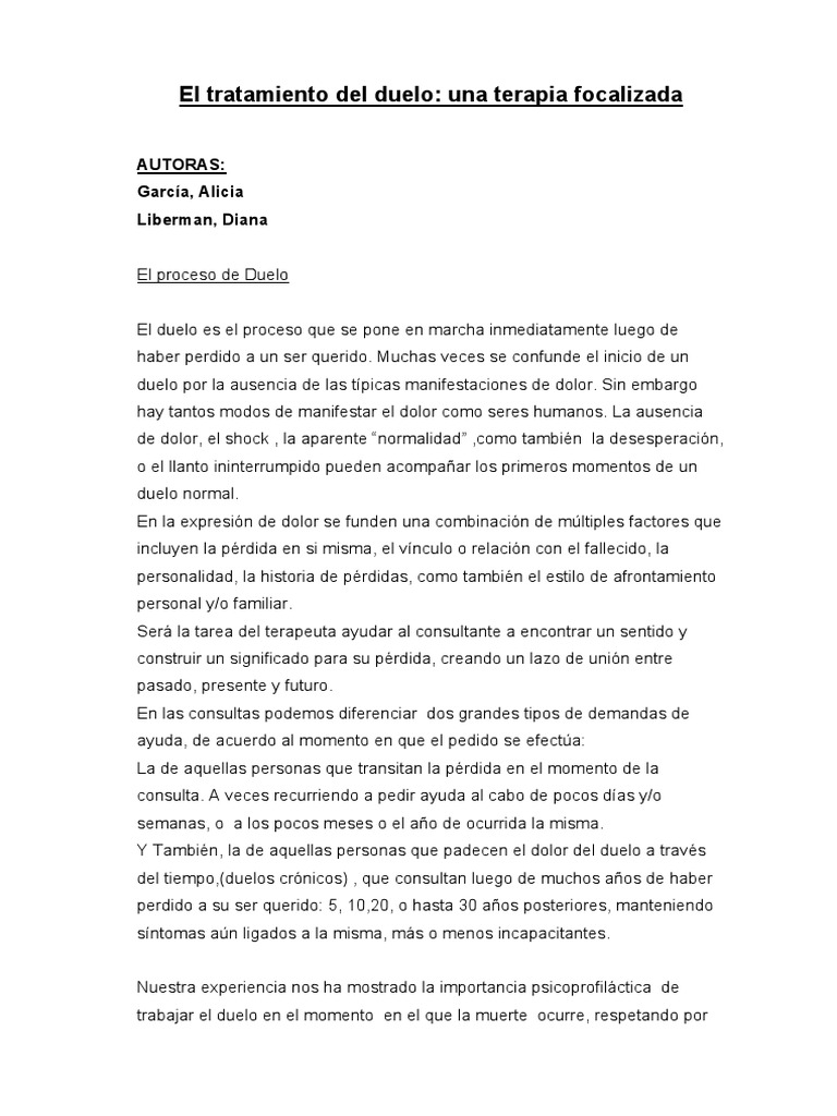 El Tratamiento de Duelo | PDF | Relaciones personales, crianza y ...