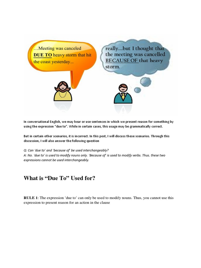3.due To Vs Because of | PDF | Clause | Sentence (Linguistics)