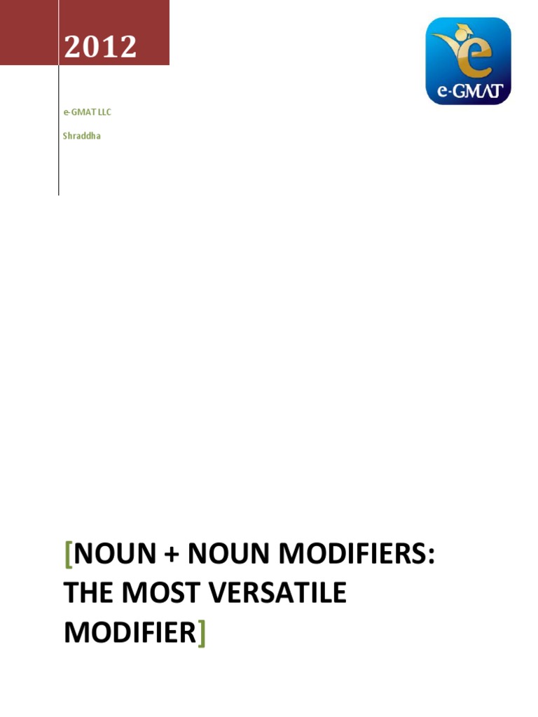 21.noun + Noun Modifiers The Most Versatile Modifier | PDF | Sentence ...