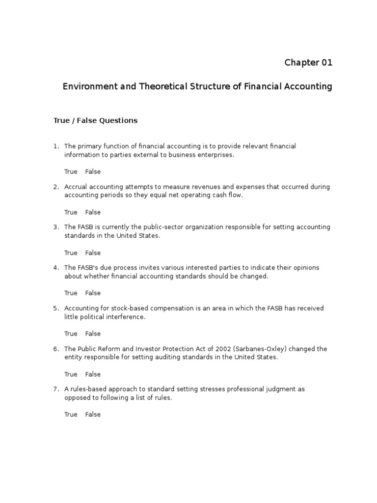 Chap001 Test Bank | PDF | Financial Statement | Fair Value