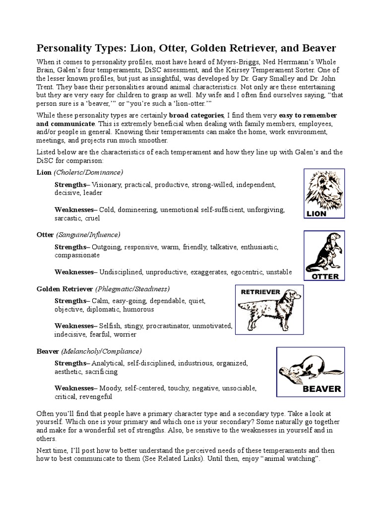 Understanding Animal Personality Types | PDF | Psychological Concepts ...