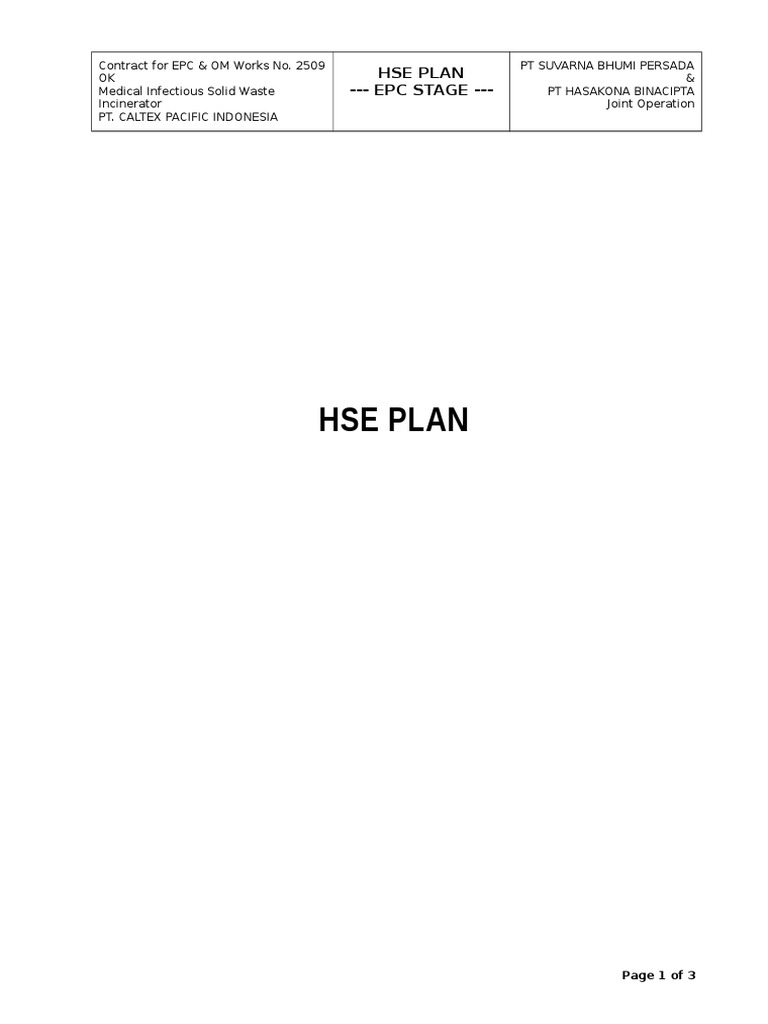 HSE Plan | PDF