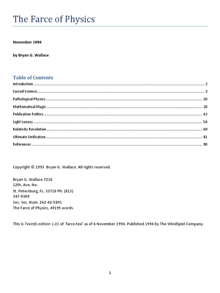 Wallace The Farce of Physics 1994 | PDF | Proton | Elementary Particle