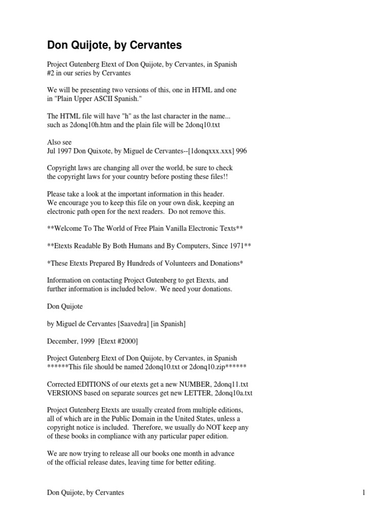 Spanish Don Quijote Etext | PDF