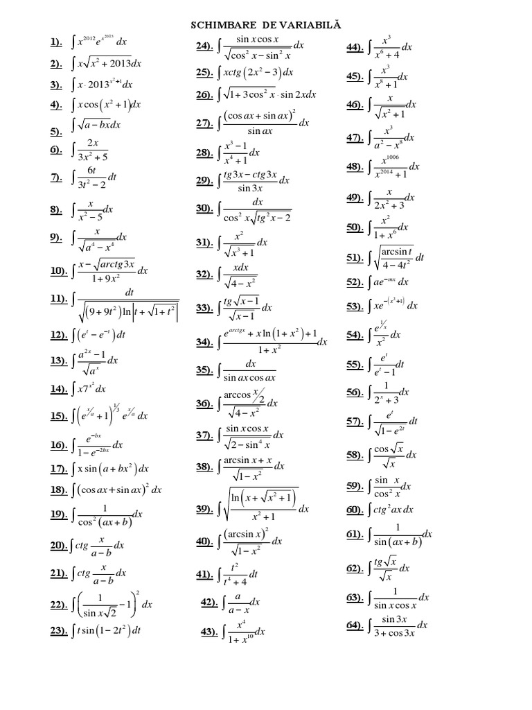 Primitive Schimbarea de Variabila