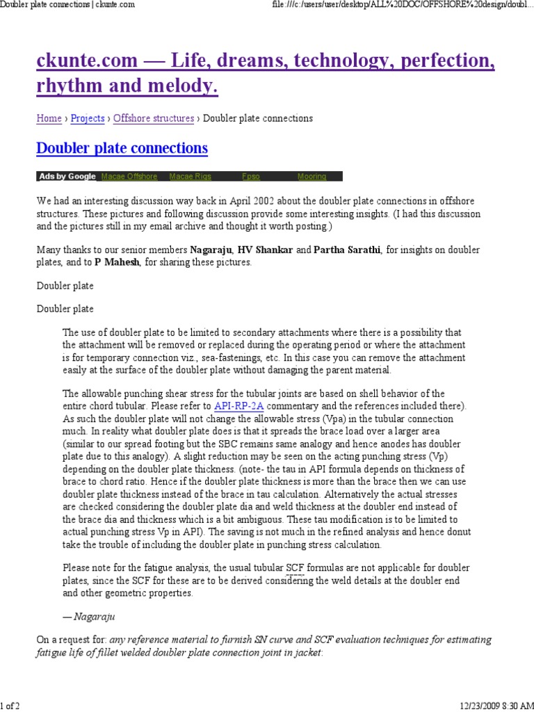 Doubler Plate Connections | PDF | Fatigue (Material) | Stress (Mechanics)