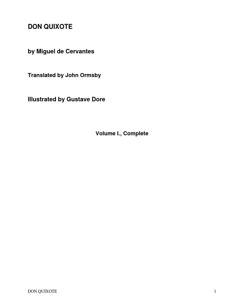 The History of Don Quixote, Volume 1, Complete by Cervantes Saavedra ...