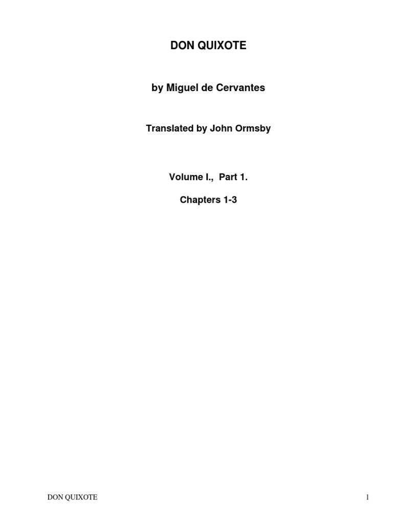 The History of Don Quixote, Volume 1, Part 01 by Cervantes Saavedra ...