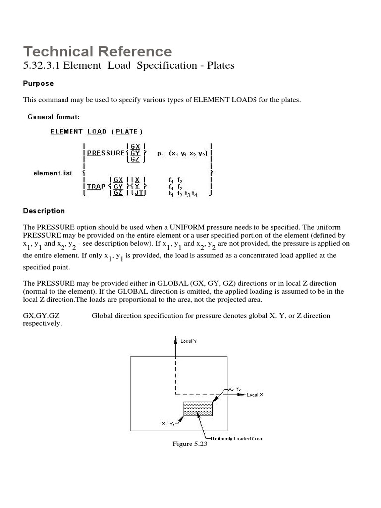Technical Reference: 5.32.3.1 Element Load Specification - Plates | PDF ...