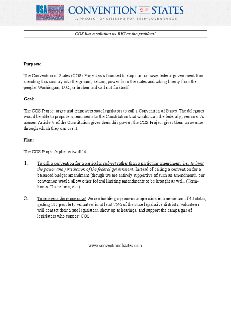 COS Overview Handout | PDF | Federal Government Of The United States ...