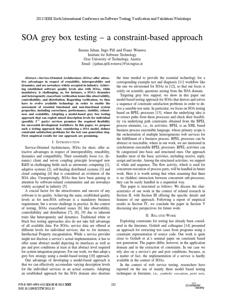 SOA Grey Box Testing - A Constraint-Based Approach | PDF | Service ...