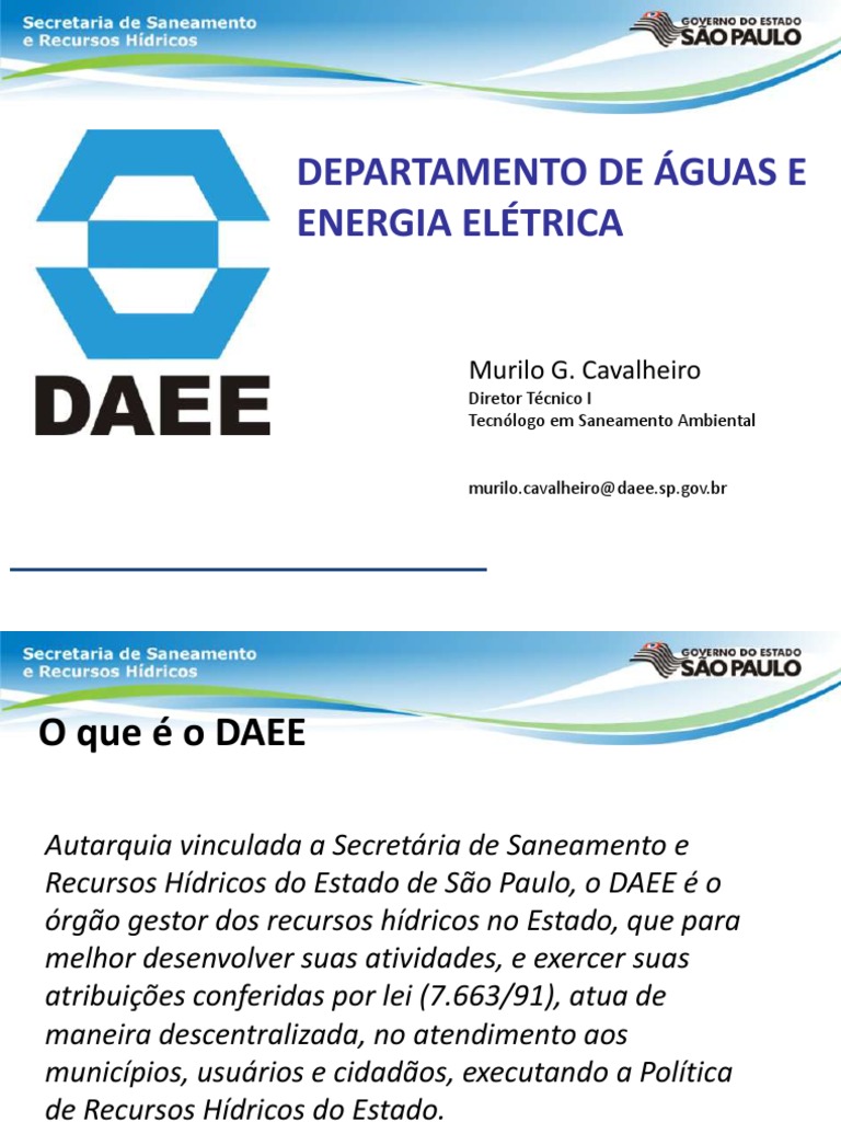 O papel e as atividades do Departamento de Águas e Energia Elétrica ...