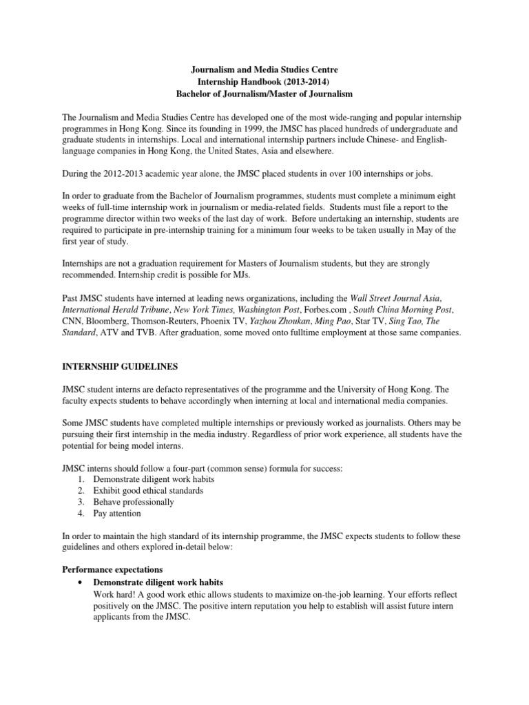 Internship Student Handbook 2013 2014 | PDF | Internship | Job Hunting