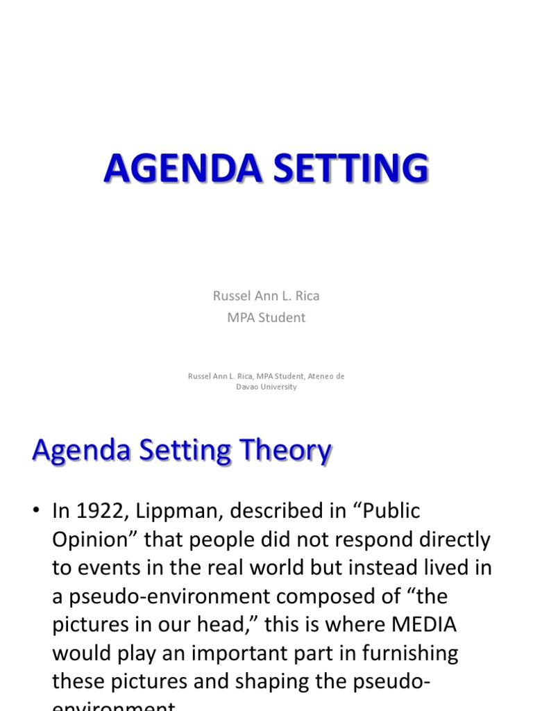 Understanding Agenda Setting Theory | PDF | Political Science | Public ...