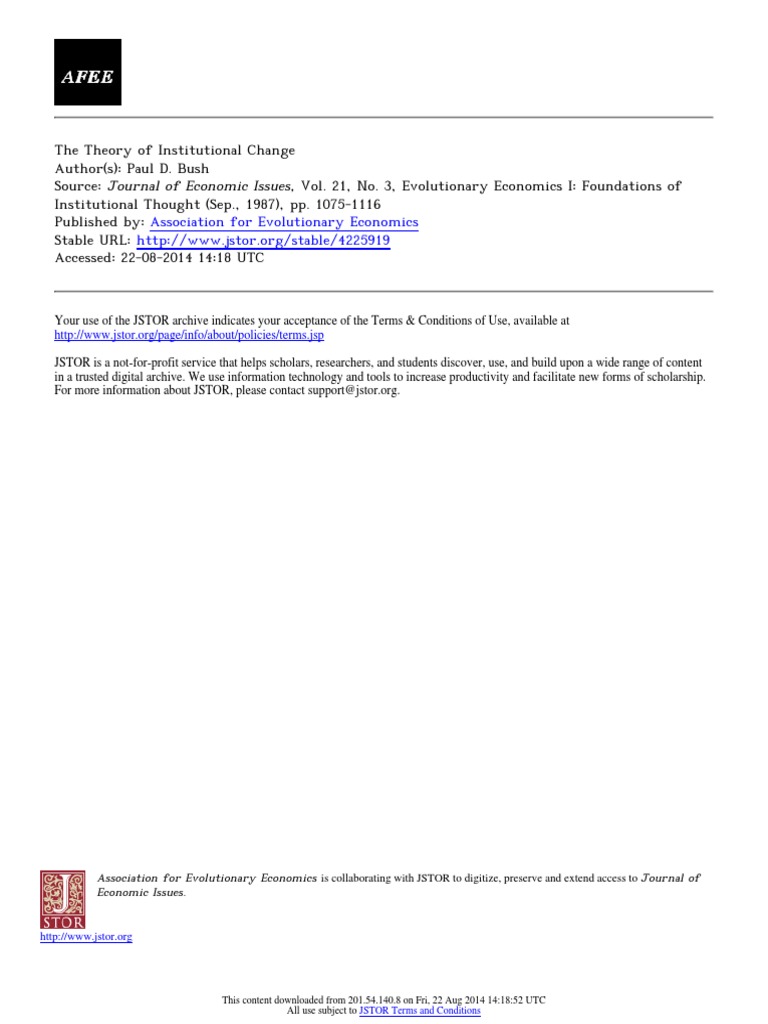 Theory of Institutional Change Explained | PDF | Institutional ...