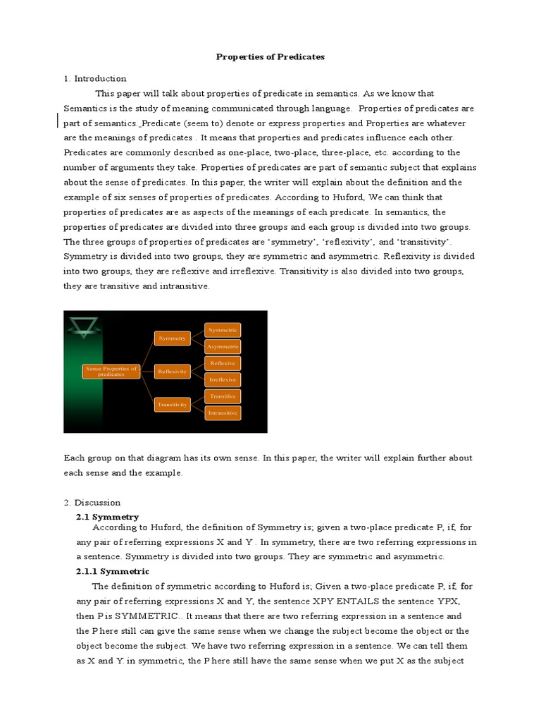 Properties Of Predicates In Semantics