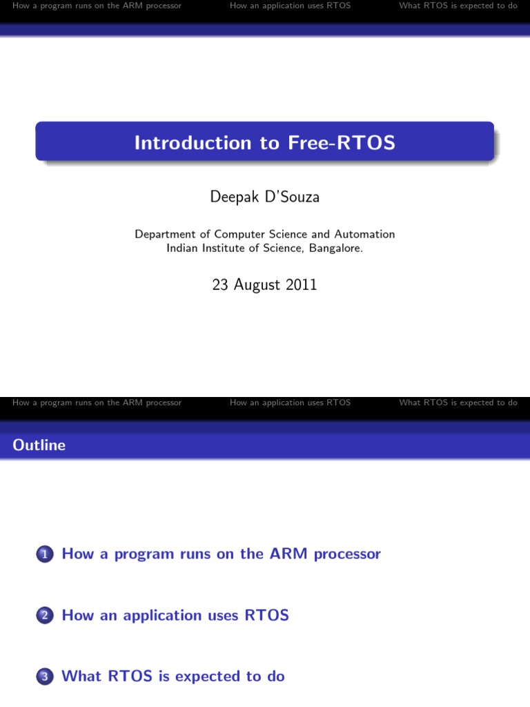 Introduction To Free-RTOS: Deepak D'Souza | PDF | Scheduling (Computing ...