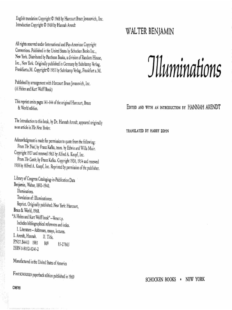Walter Benjamin Illuminations | PDF