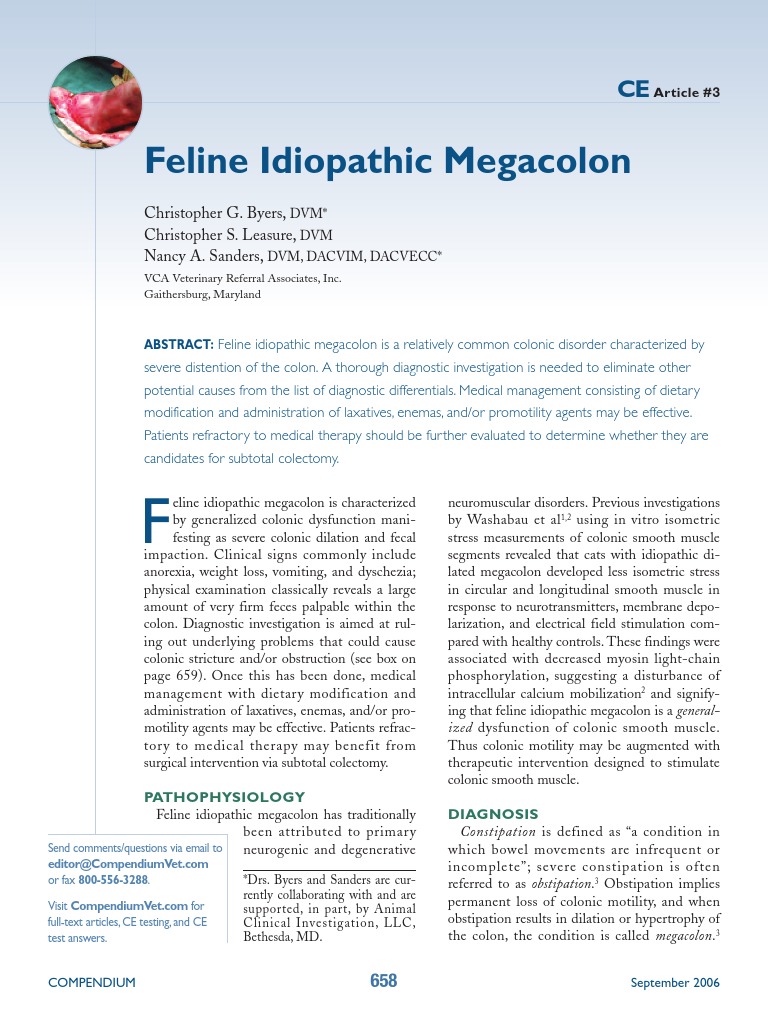 Feline Idiopathic Megacolon | Download Free PDF | Constipation ...