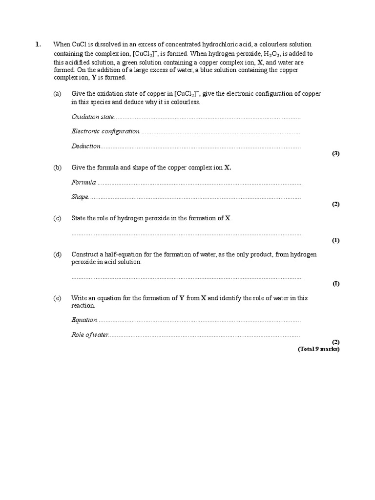 Copper Complex Formation and Reactions | PDF | Hydroxide | Acid