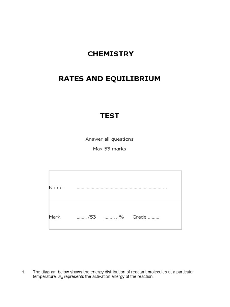 Rates and Equilibrium Test | PDF | Catalysis | Chemical Reactions