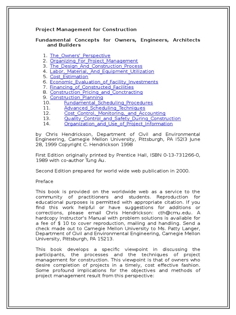 Project Management For Construction | Download Free PDF | Engineering ...