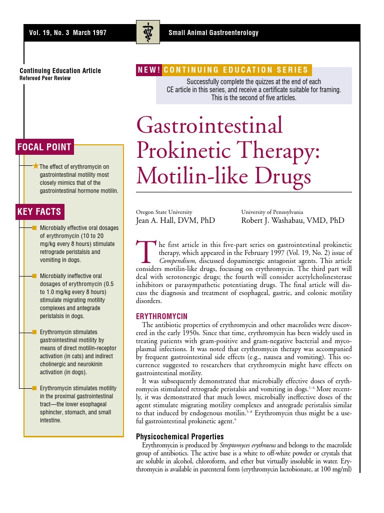Gastrointestinal Pro Kinetic Therapy-Motilin-Like Drugs | PDF ...