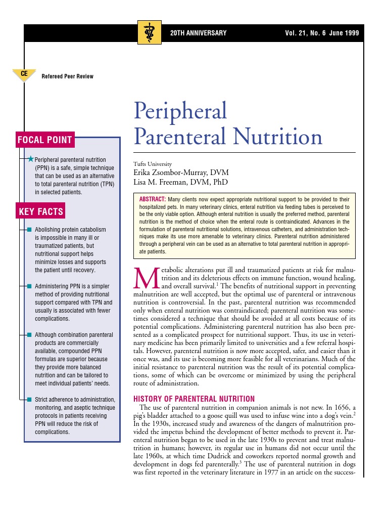 Peripheral Parental Nutrition | PDF | Nutrition | Diet & Nutrition