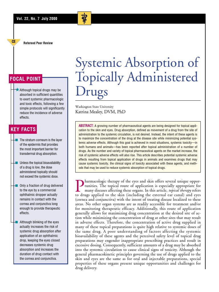 Systemic Absorption of Topically Administered Drugs | Topical ...