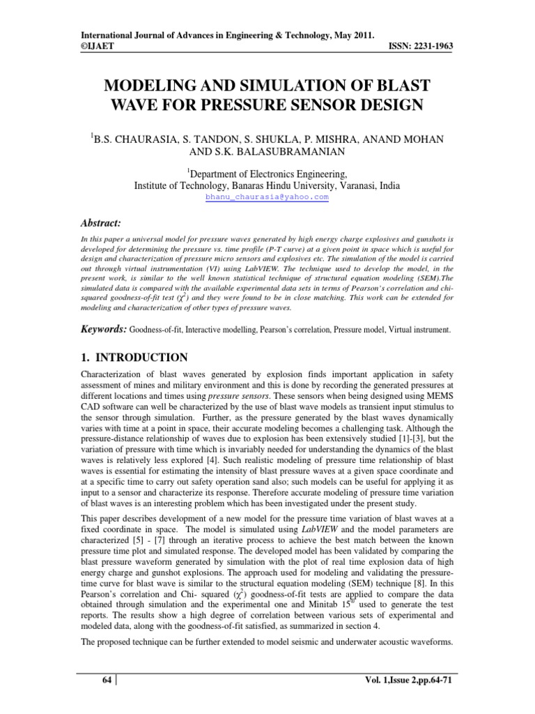 7MODELING AND SIMULATION OF BLAST WAVE FOR PRESSURE SENSOR DESIGN ...