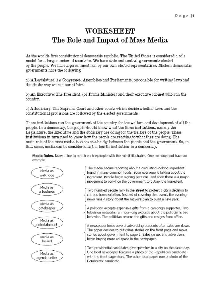 Worksheet Media | PDF | News | Media Bias
