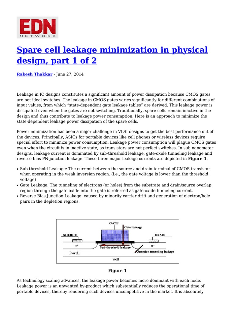 Spare Cell Leakage Minimization in Physical Design Part 1 of 2 | PDF ...