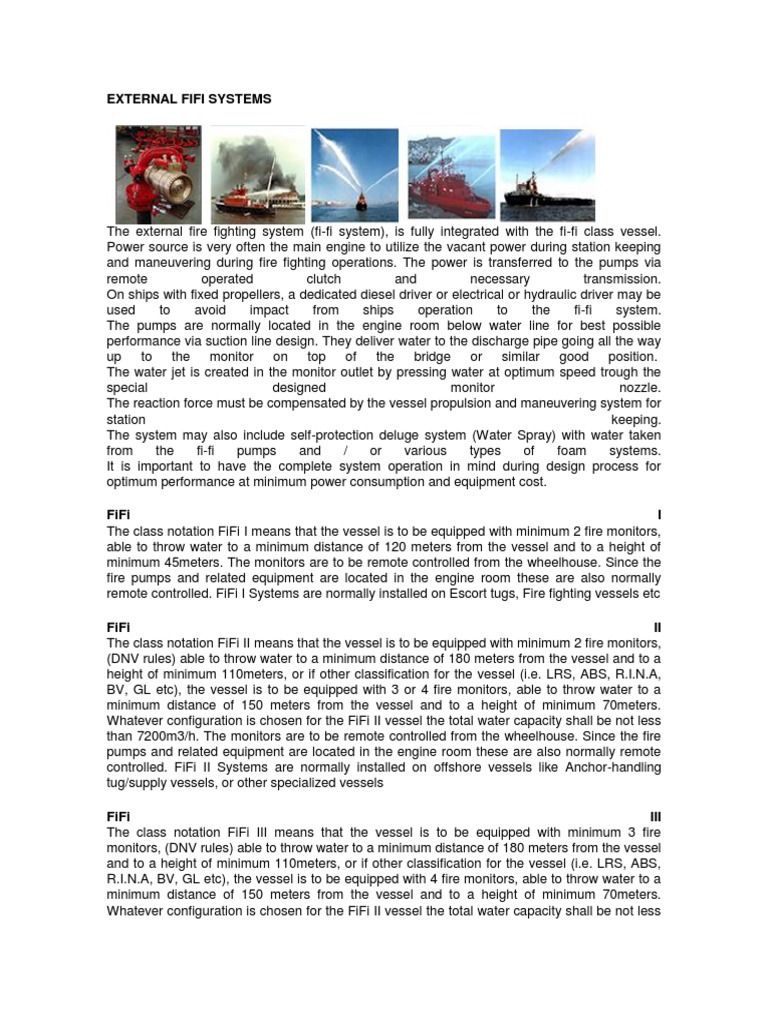 External Fifi Systems | PDF | Firefighting | Pump