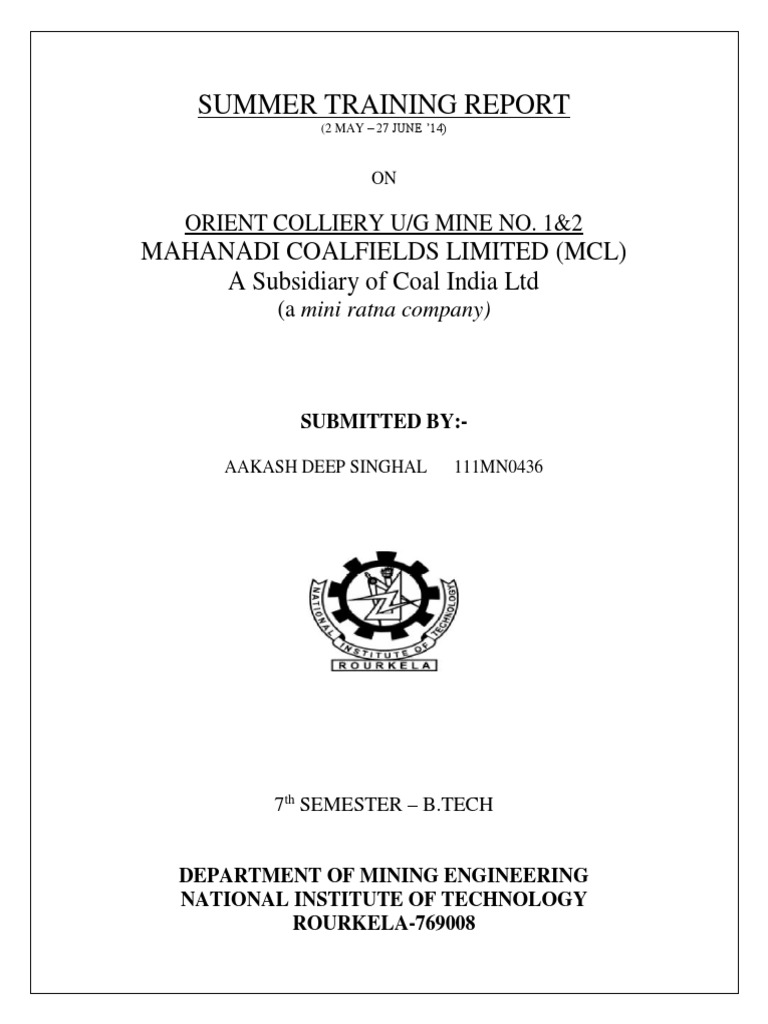 Orient Colliery Mine 2, Mahanadi Coalfield LTD, Coal India Ltd. | PDF ...