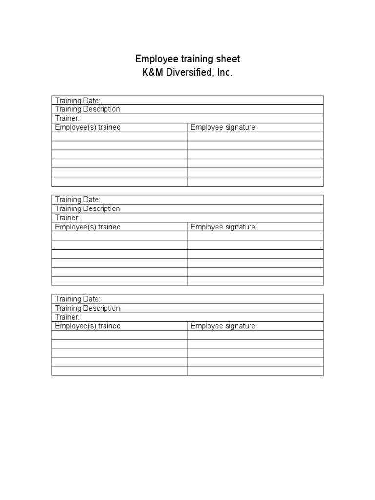 Employee Training Form | PDF