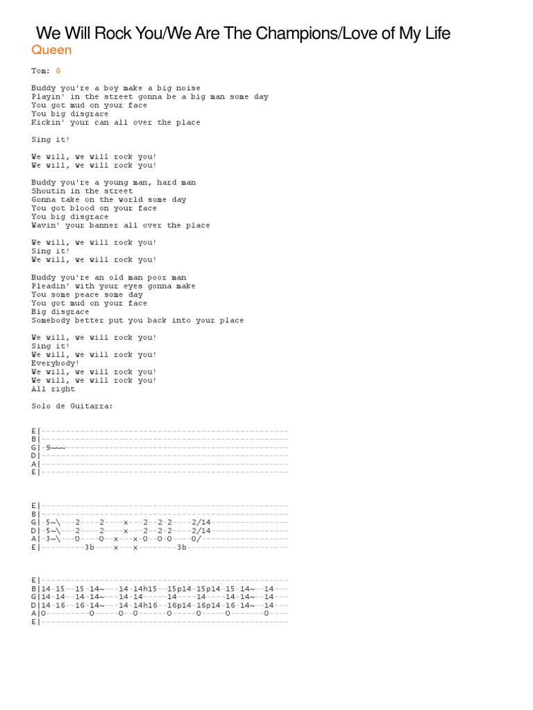 We Will Rock You We Are The Champions | PDF | Leisure
