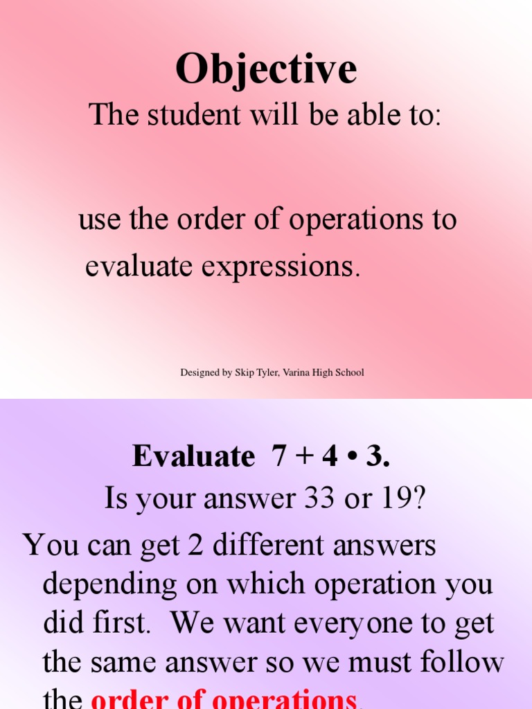 Objective: The Student Will Be Able To | PDF | Algebra | Abstract Algebra