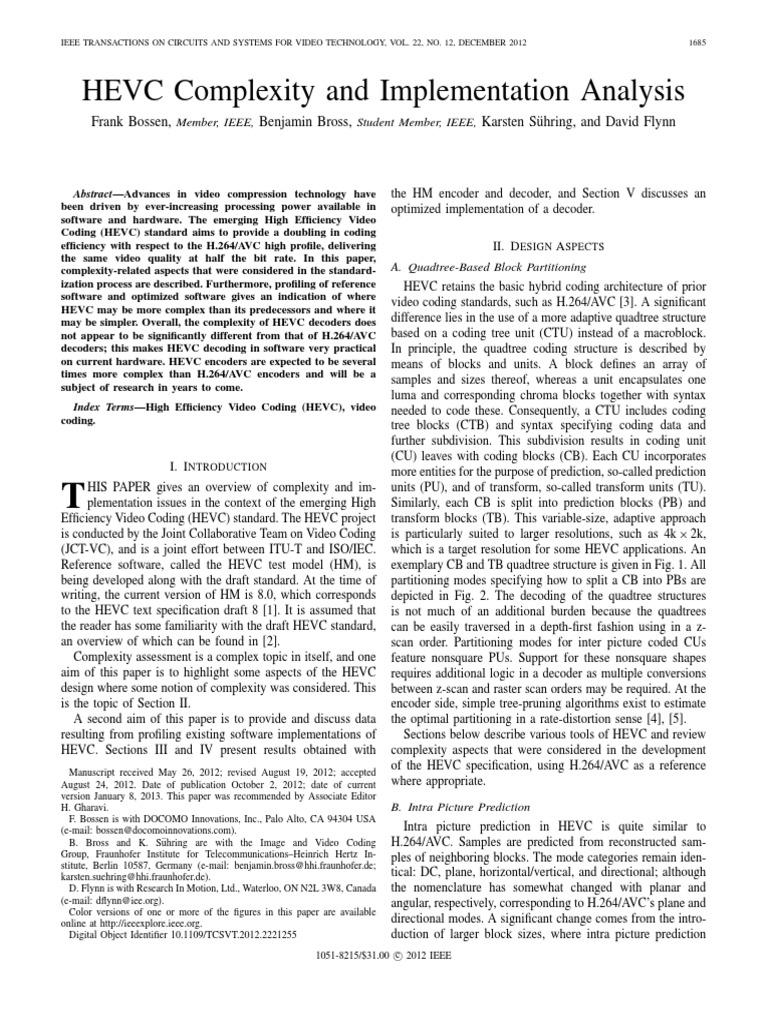 HEVC Complexity | PDF