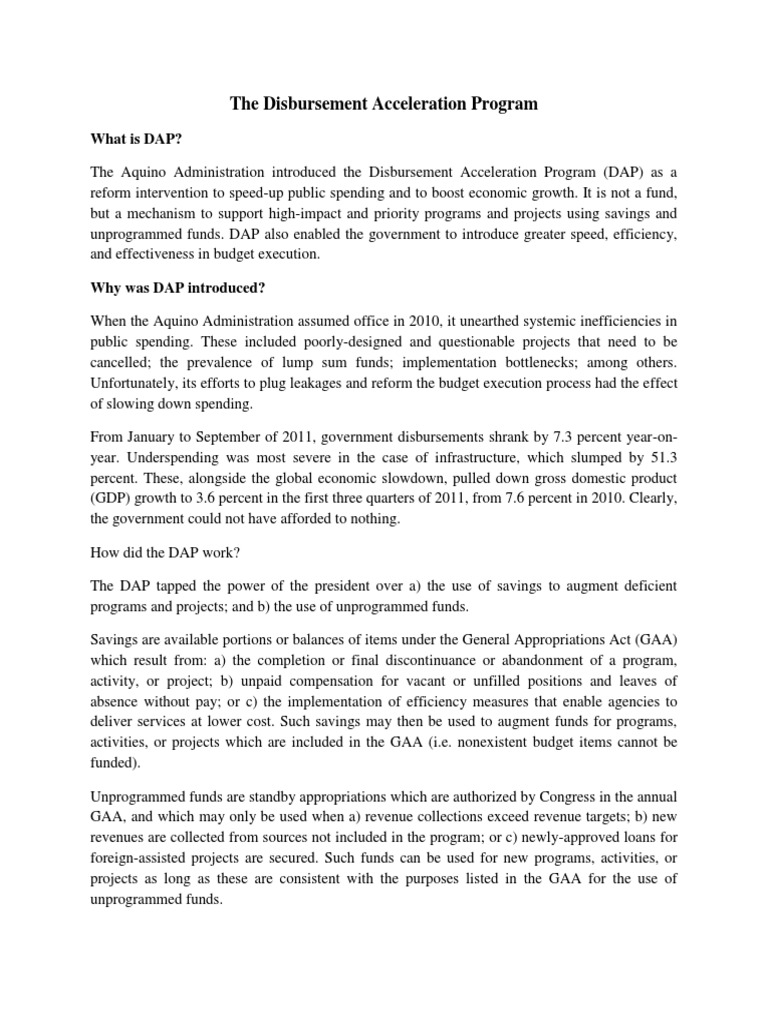 The Disbursement Acceleration Program | PDF | Appropriations Bill ...