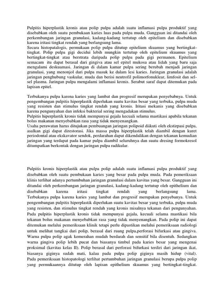Pulpitis Hiperplastik Kronis dan Penanganannya | PDF