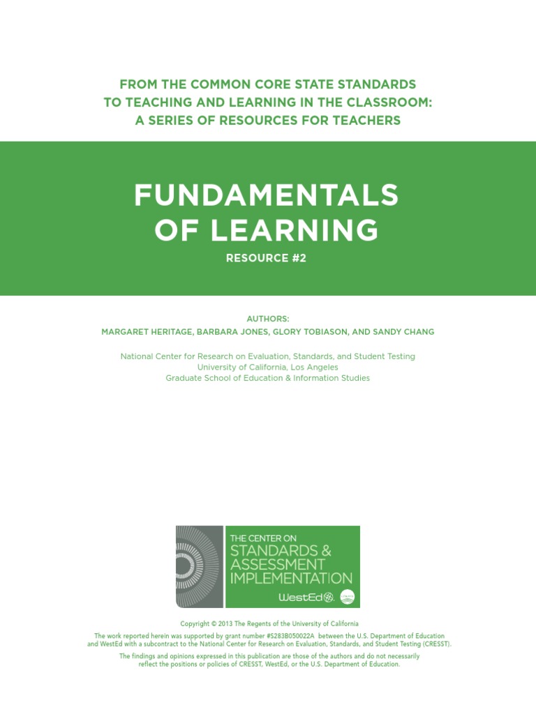 Learning Fundamentals | PDF | Educational Assessment | Learning