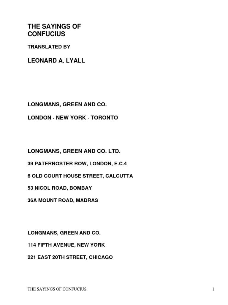 The Sayings of Confucius by Confucius, 551 BC-479 BC | PDF | Confucius ...