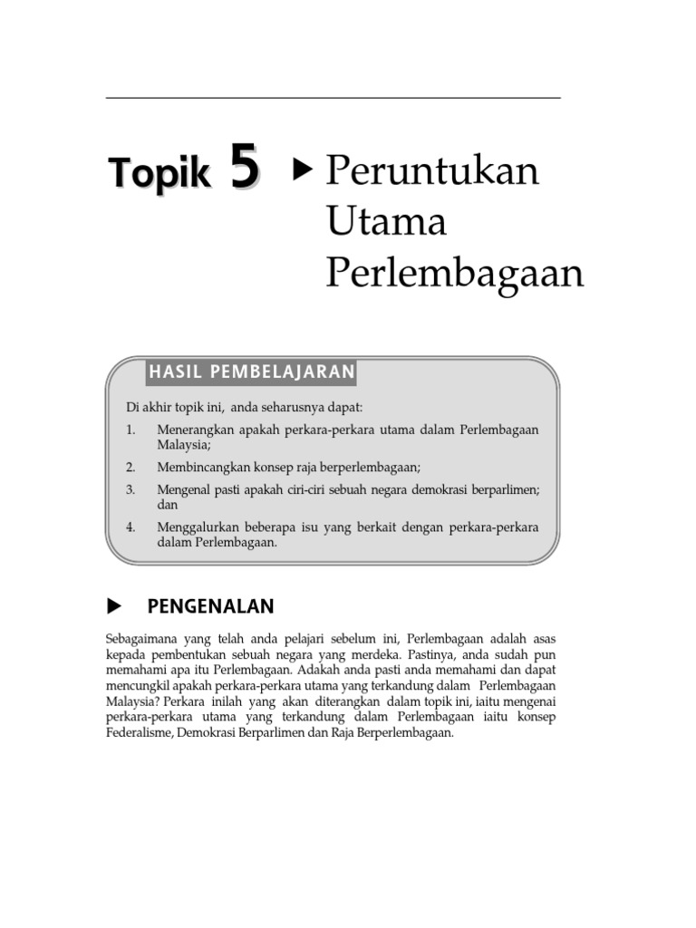 Peruntukan Utama Perlembagaan | PDF