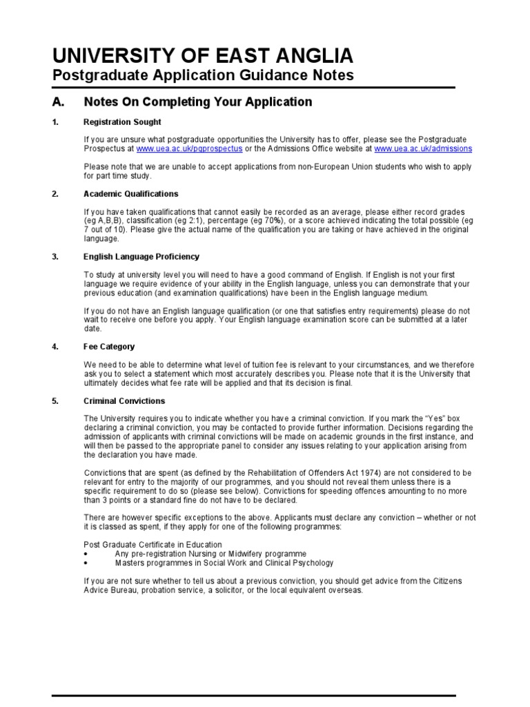 Application Form | Postgraduate Education | University And College ...