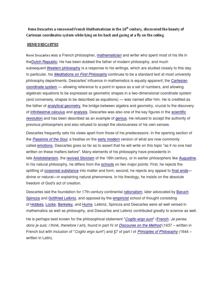 Descartes and Cartesian Coordinates | PDF | René Descartes | Cartesian ...