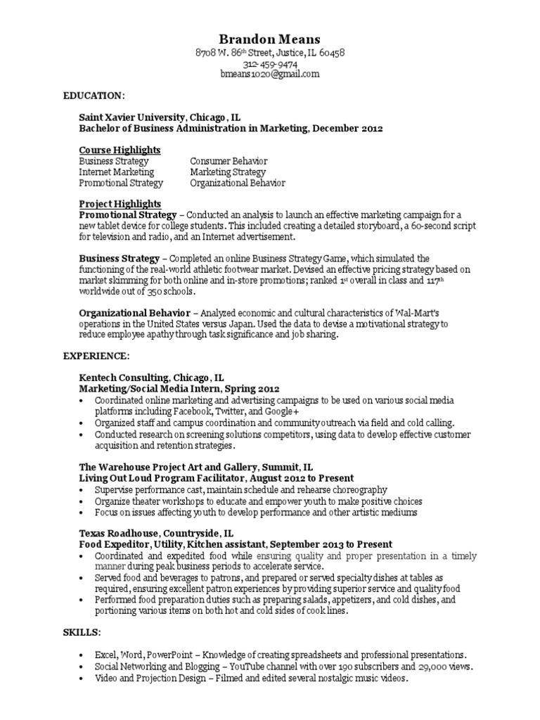 Brandon Means - Resume | PDF | Social Media | Popular Culture & Media ...
